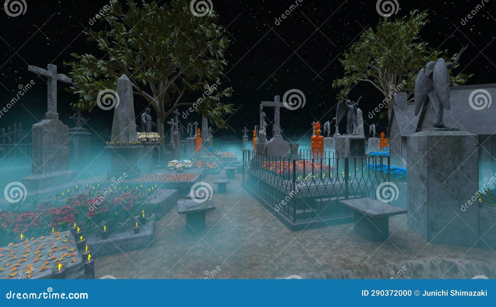 3D Rendering of the Graveyard Stock Illustration - Illustration of ...