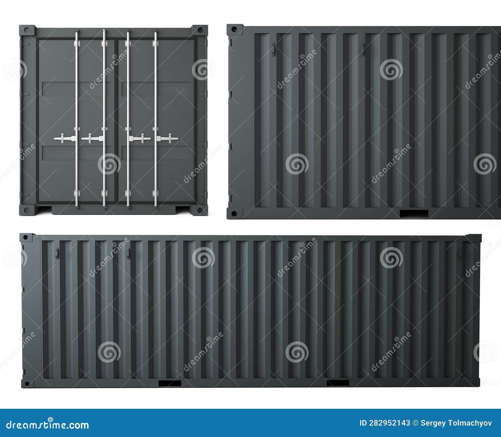 3d Rendering of Gray Container Cargo on White Background Stock ...