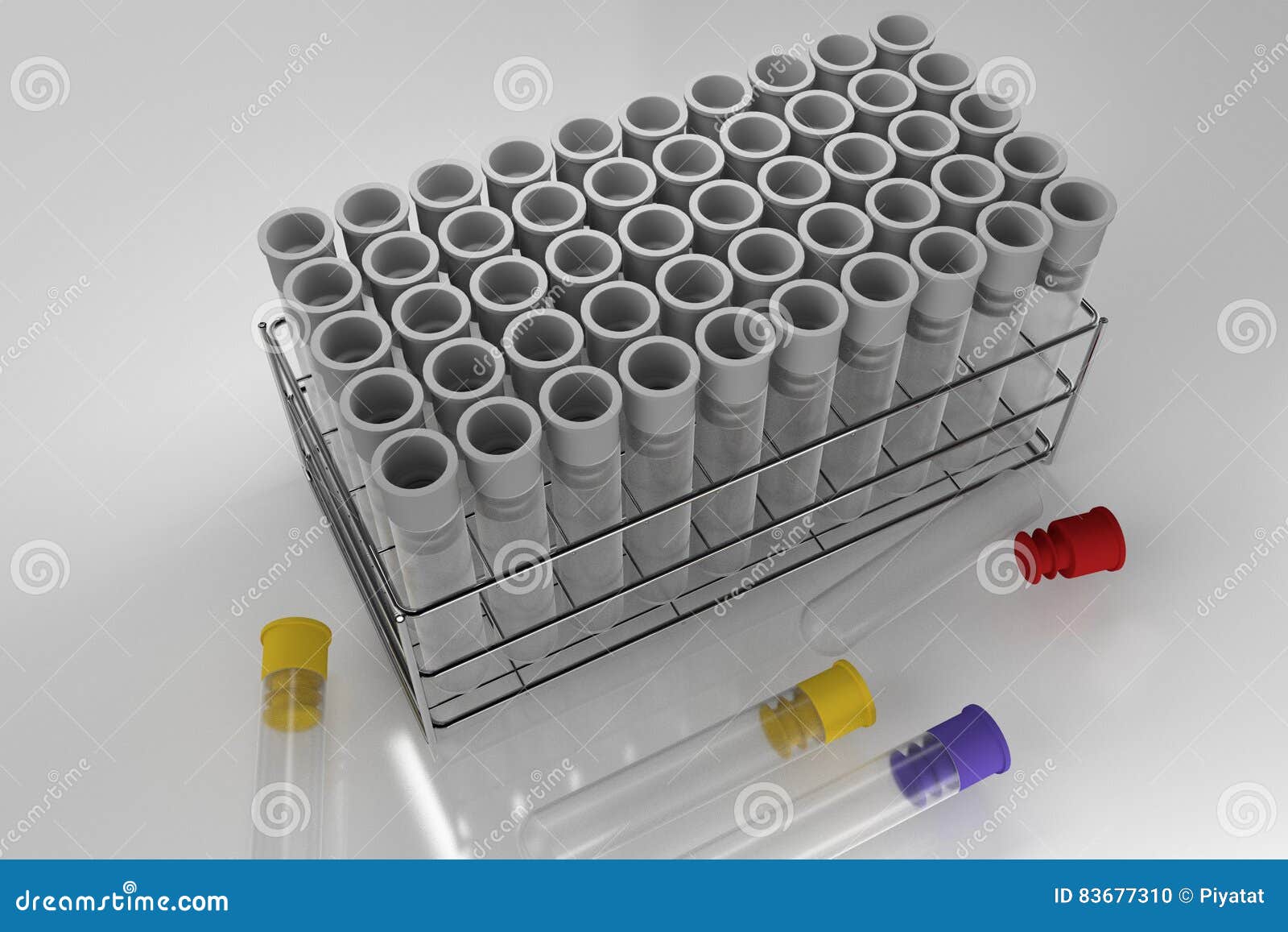 Laboratory Rack With Glass Test Tubes And Measuring Laboratory Pipettes ...