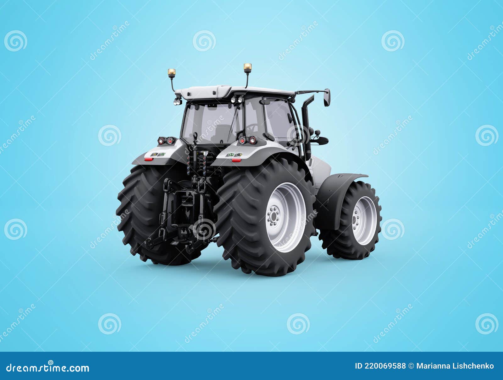 3d Rendering Gray Tractor Isolated on Blue Background with Shadow Stock ...
