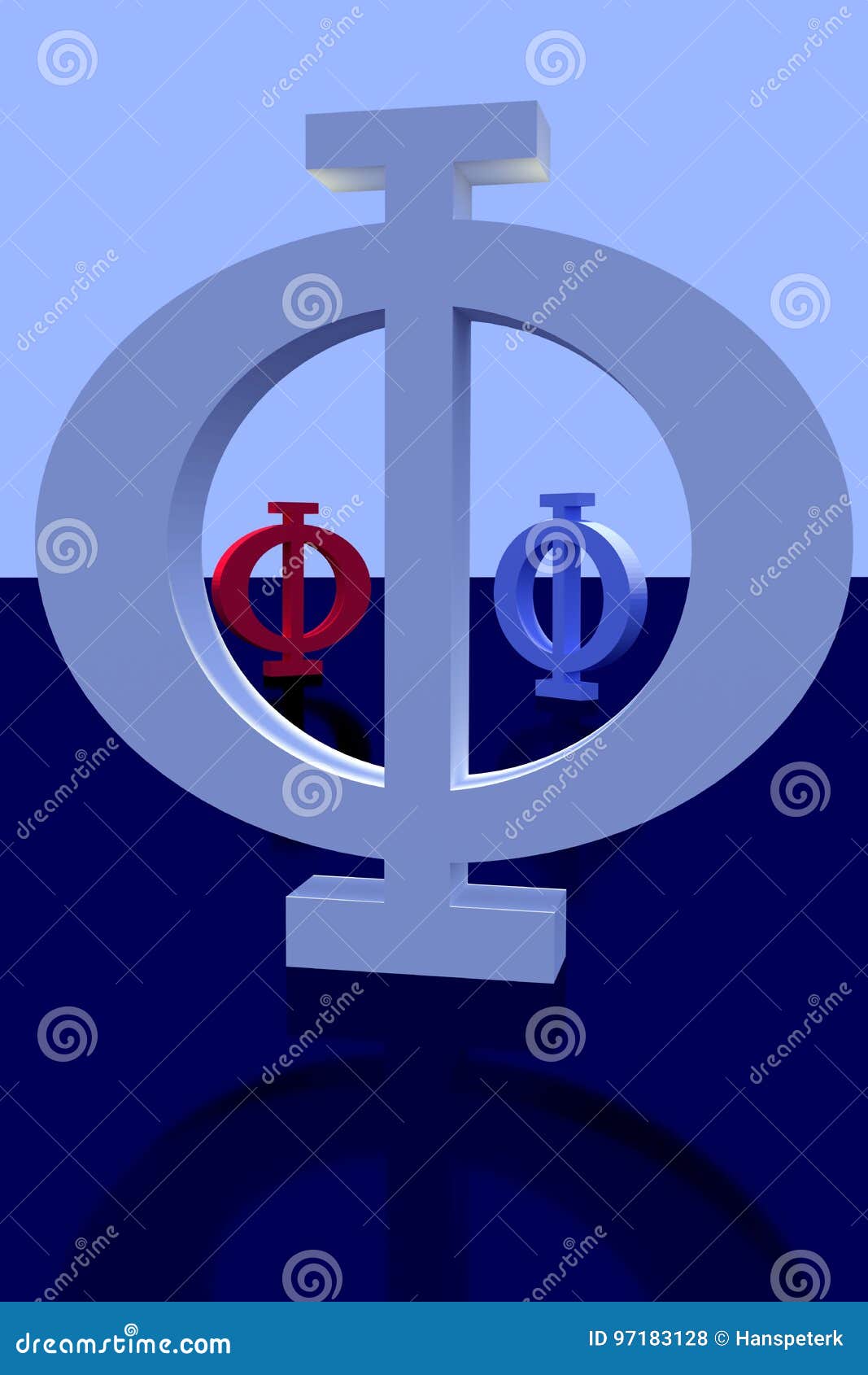 3D Rendering of Greek Capital Letter PHI Stock Illustration ...