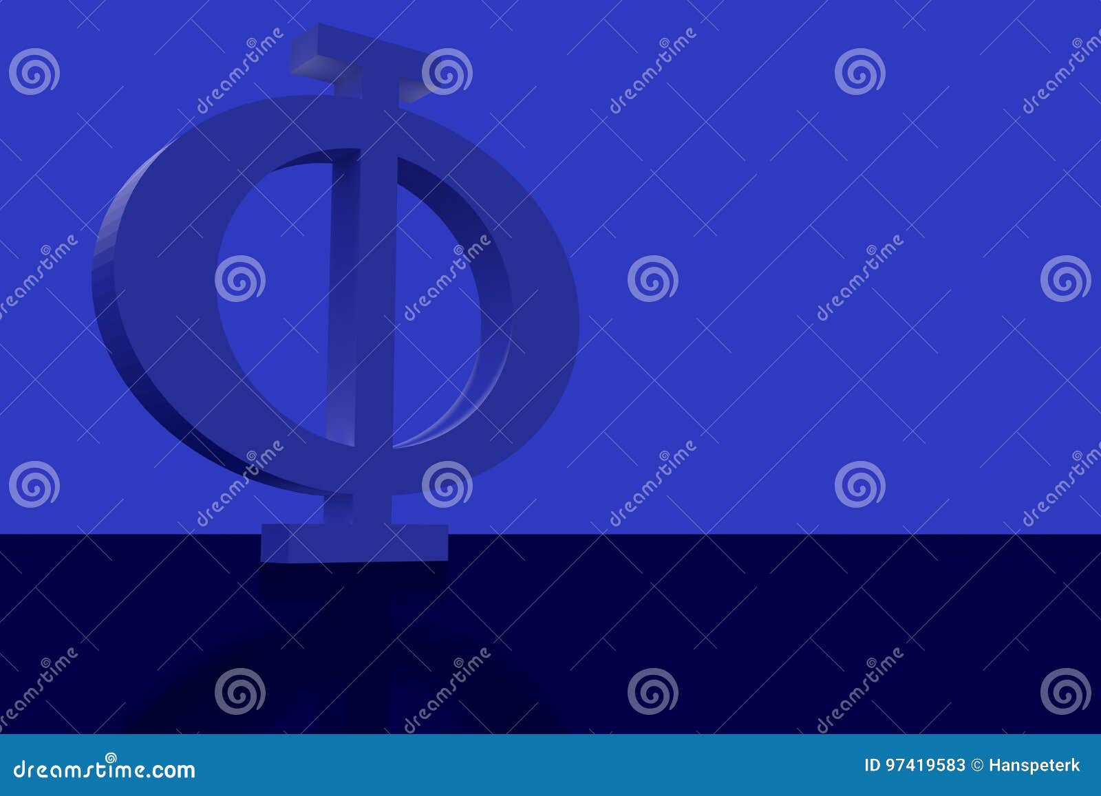 3D Rendering of a Greek Capital Letter PHI Stock Illustration ...