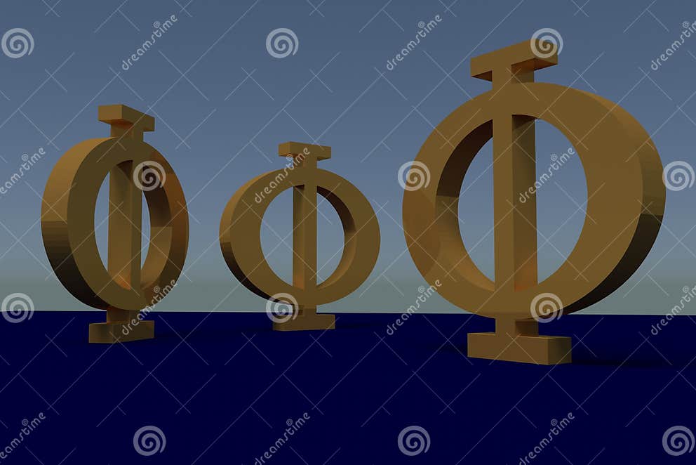 3D Rendering of a Greek Capital PHI Letter Stock Illustration ...