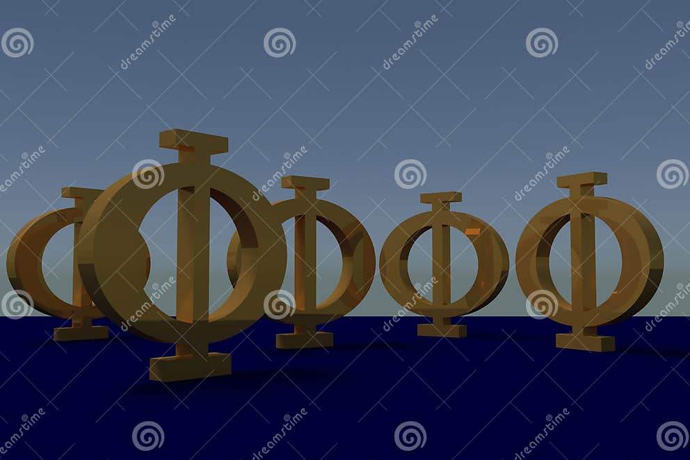 3D Rendering of a Greek Capital PHI Letter Stock Illustration ...