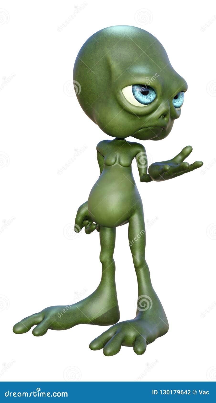 3D Rendering Green Alien on White Stock Illustration - Illustration of ...