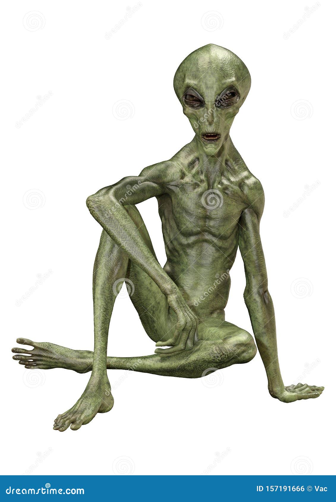 3D Rendering Green Alien on White Stock Illustration - Illustration of ...