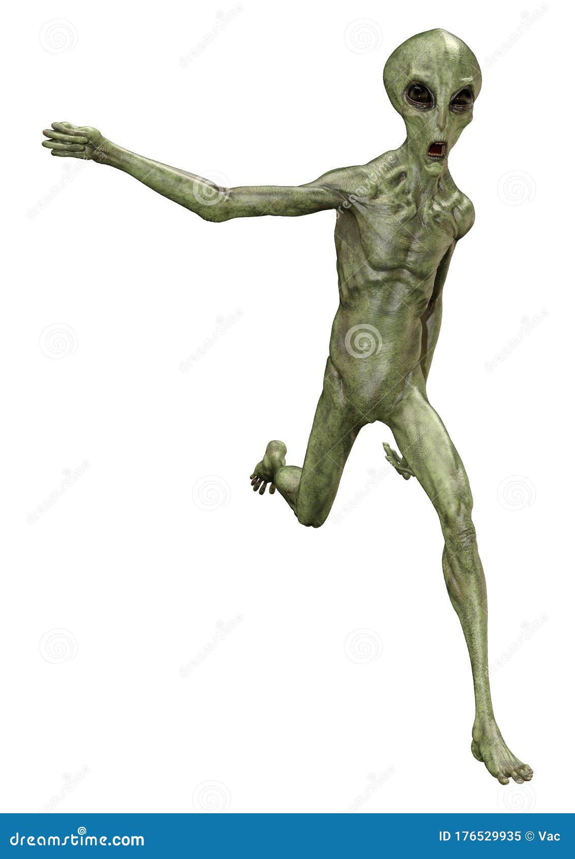 3D Rendering Green Alien on White Stock Illustration - Illustration of ...