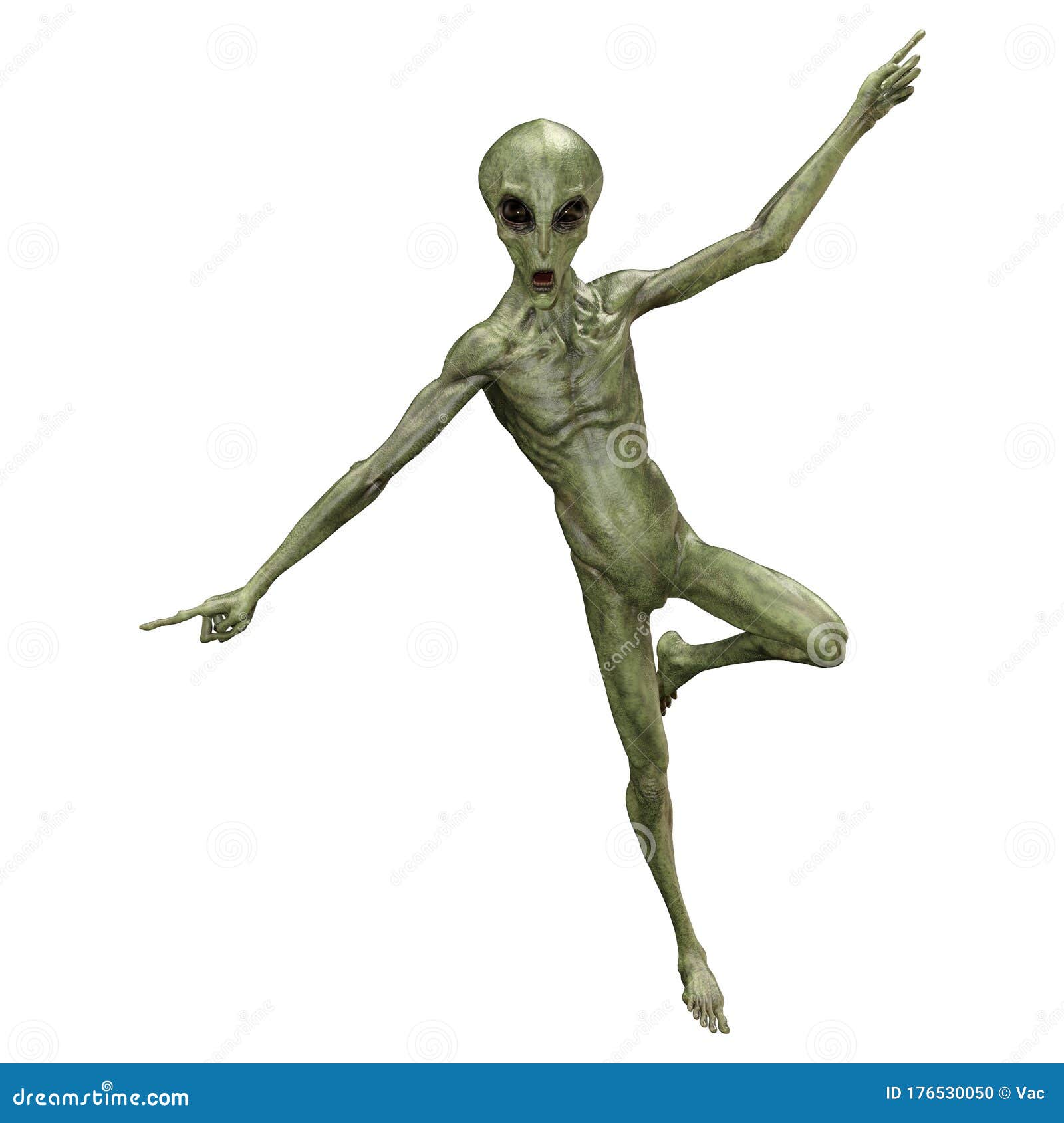 3D Rendering Green Alien on White Stock Illustration - Illustration of ...