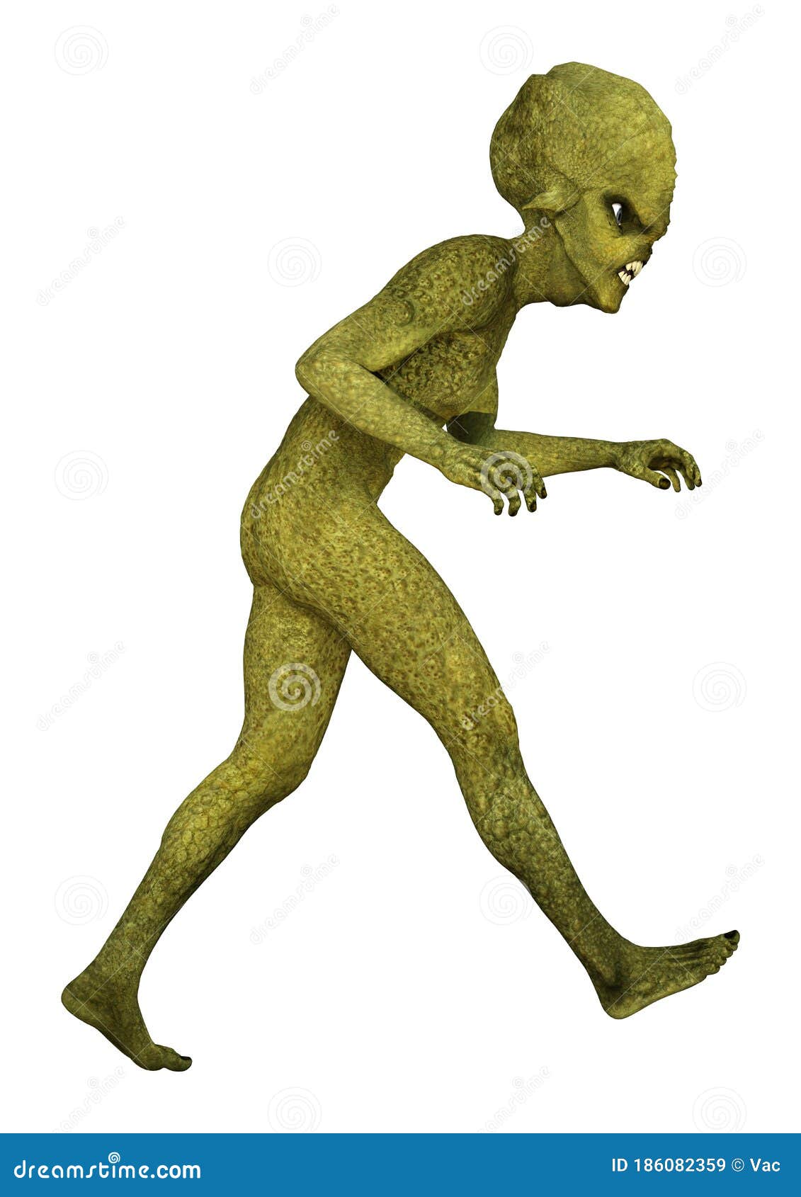 3D Rendering Green Alien on White Stock Illustration - Illustration of ...