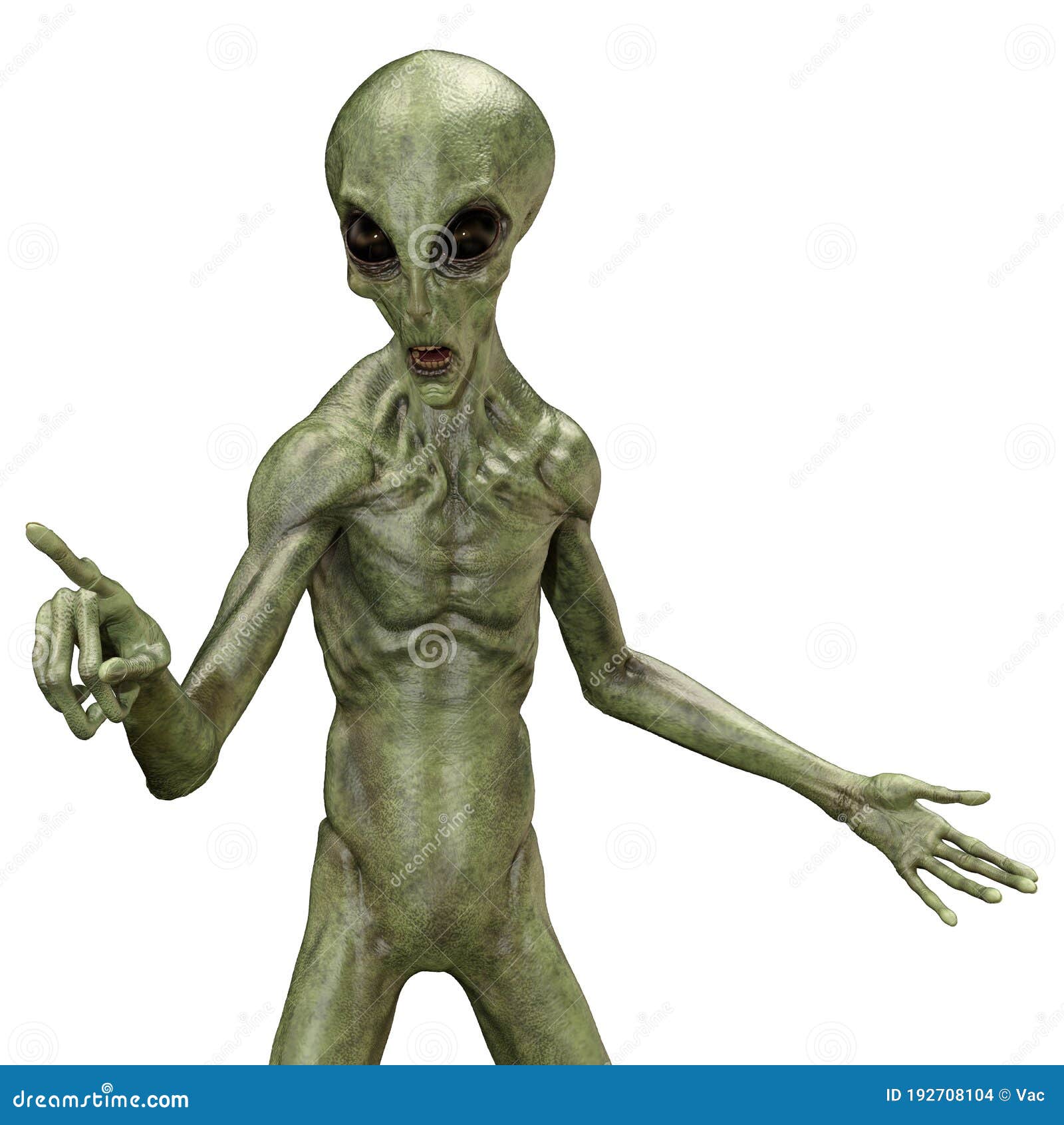 3D Rendering Green Alien on White Stock Illustration - Illustration of ...