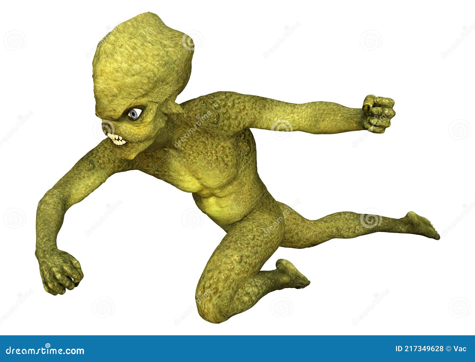 3D Rendering Green Alien on White Stock Illustration - Illustration of ...