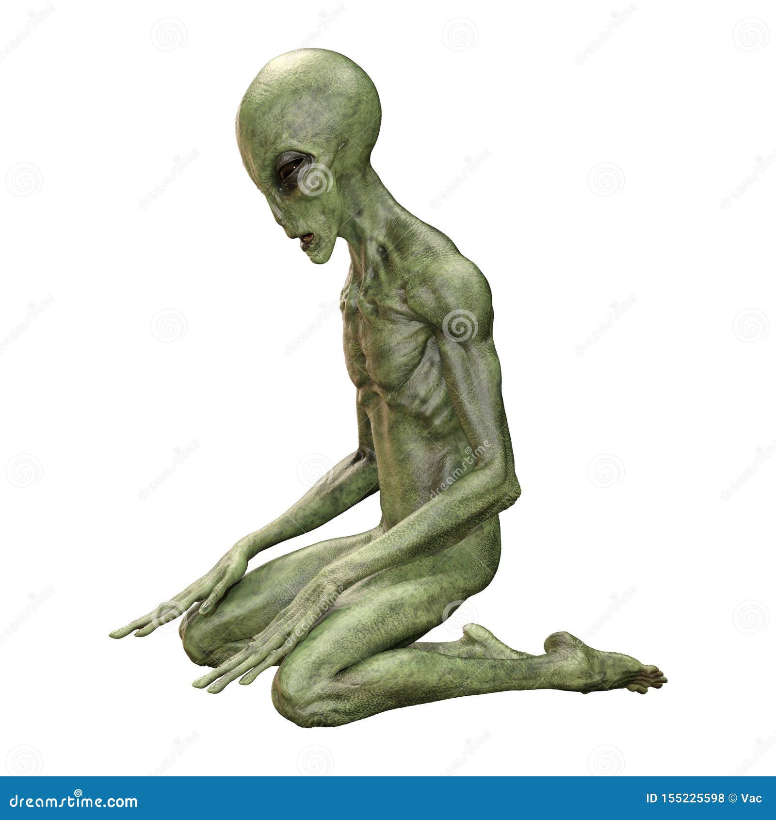 3D Rendering Green Alien on White Stock Illustration - Illustration of ...