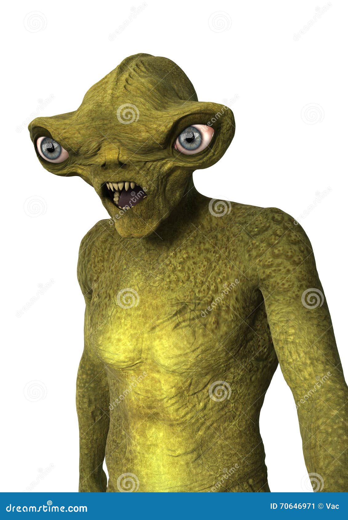 3D Rendering Green Alien on White Stock Illustration - Illustration of ...