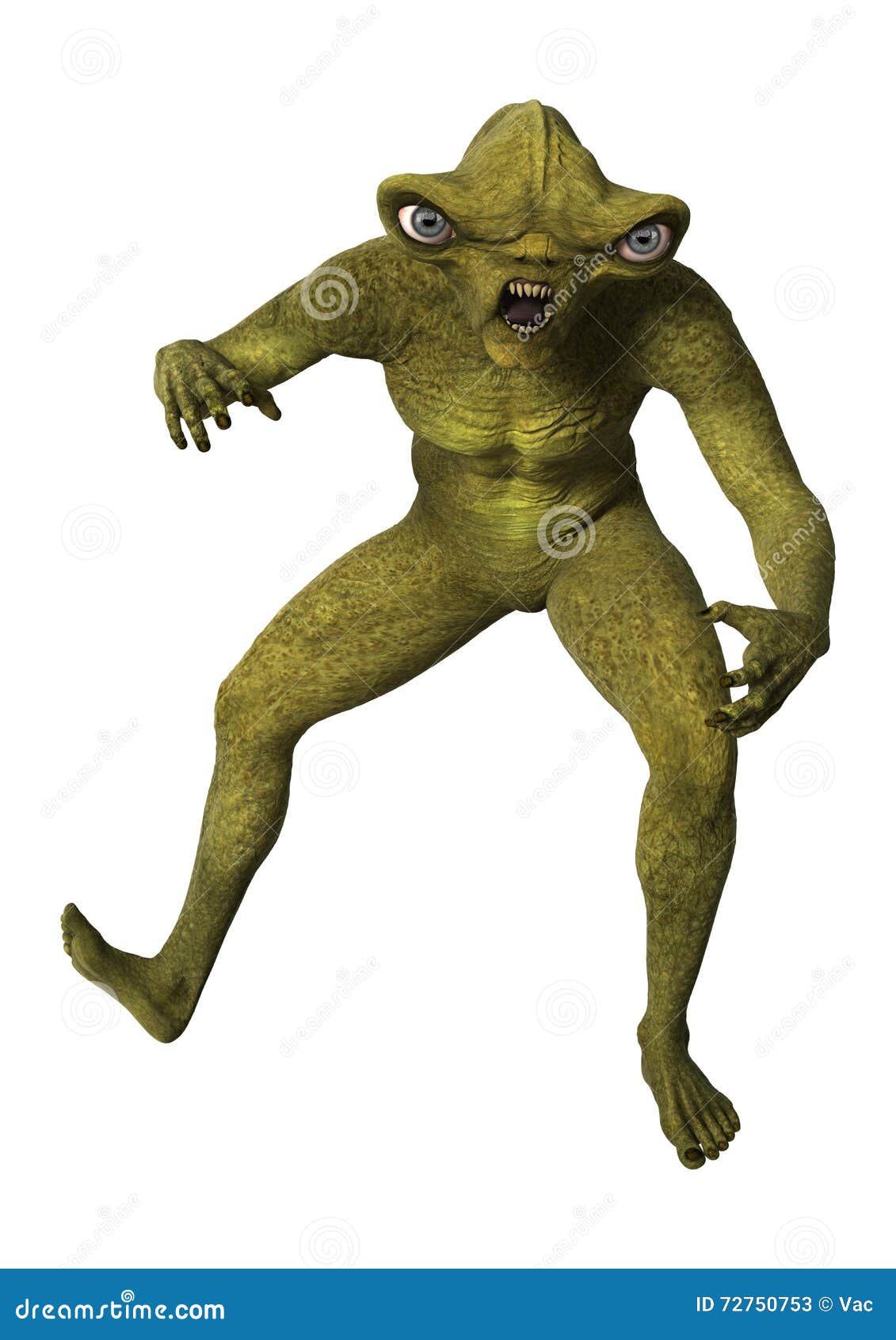 3D Rendering Green Alien on White Stock Illustration - Illustration of ...