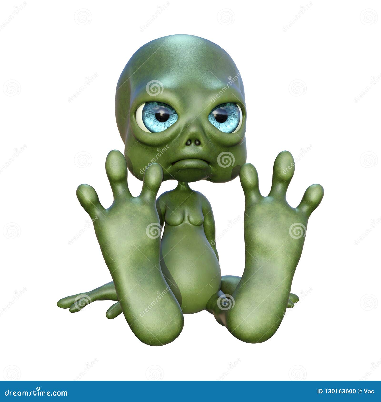 3D Rendering Green Alien on White Stock Illustration - Illustration of ...