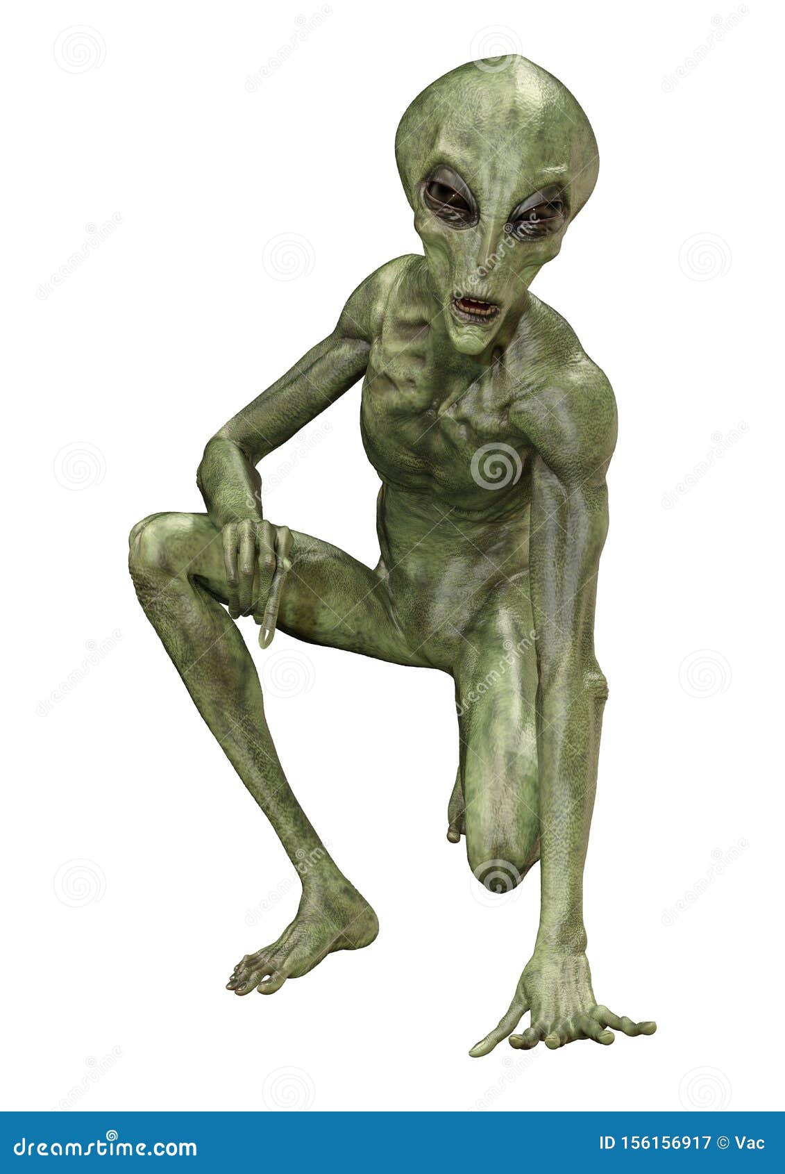 3D Rendering Green Alien on White Stock Illustration - Illustration of ...
