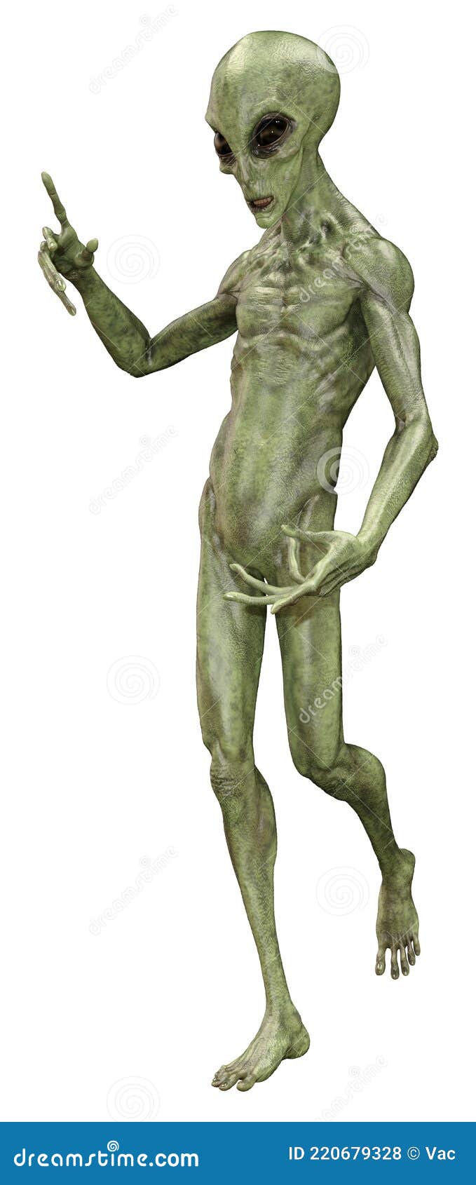 3D Rendering Green Alien on White Stock Illustration - Illustration of ...