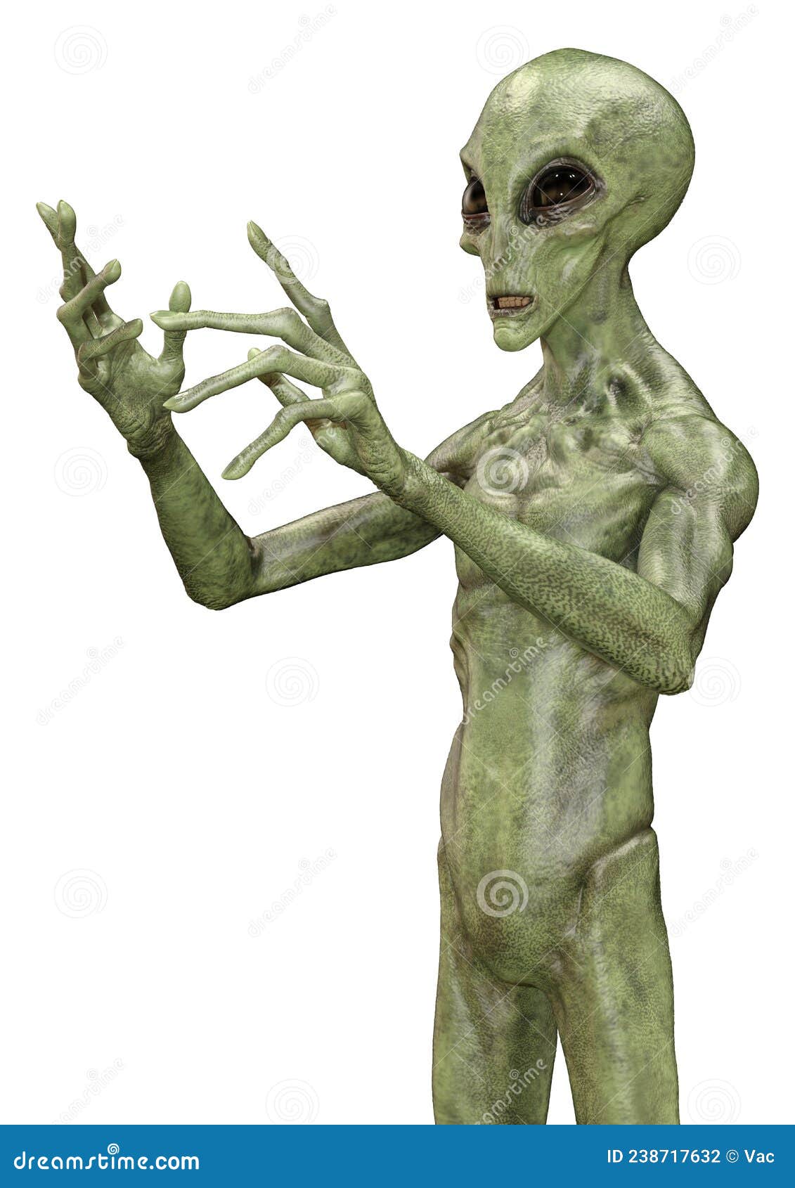 3D Rendering Green Alien on White Stock Illustration - Illustration of ...