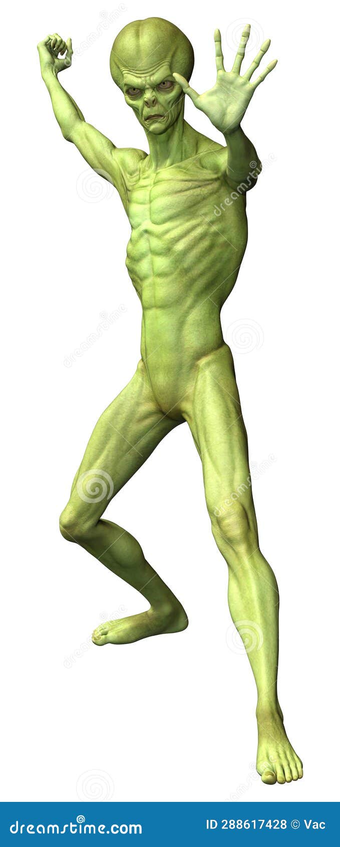 3D Rendering Green Alien on White Stock Illustration - Illustration of ...