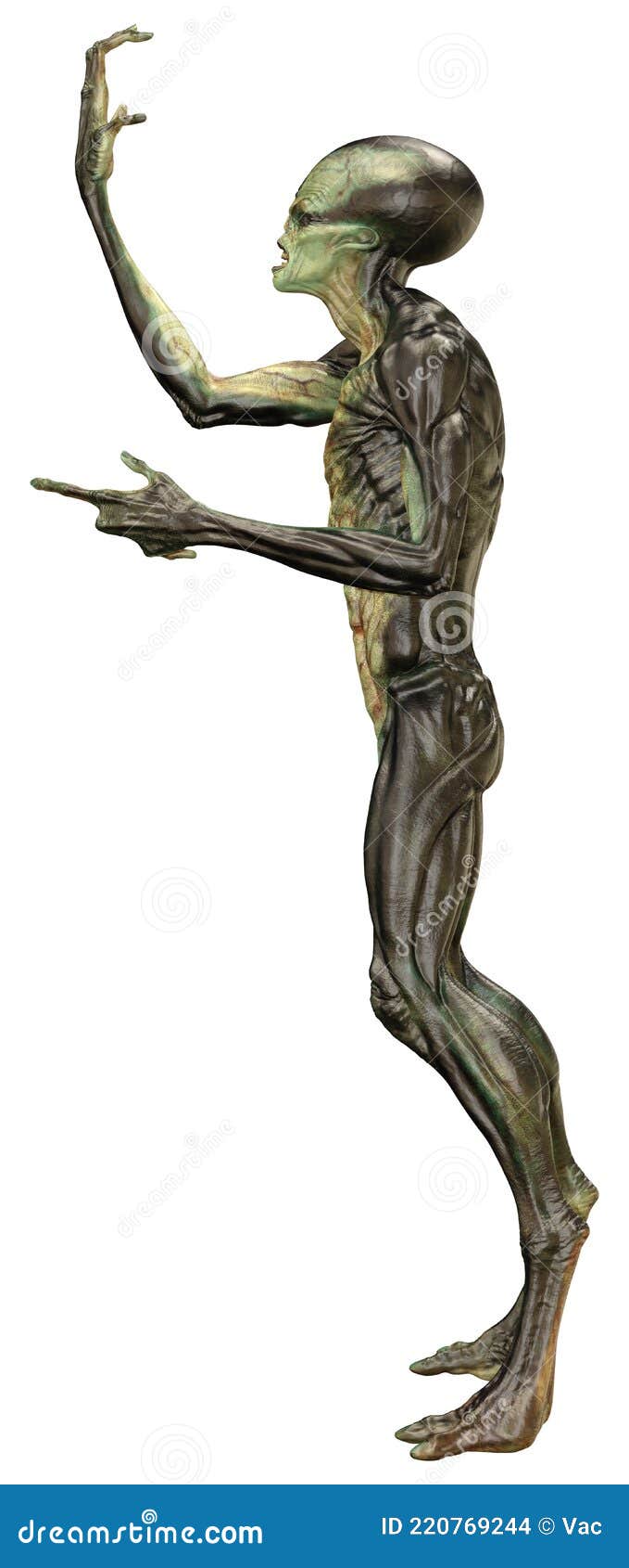 3D Rendering Green Alien on White Stock Illustration - Illustration of ...