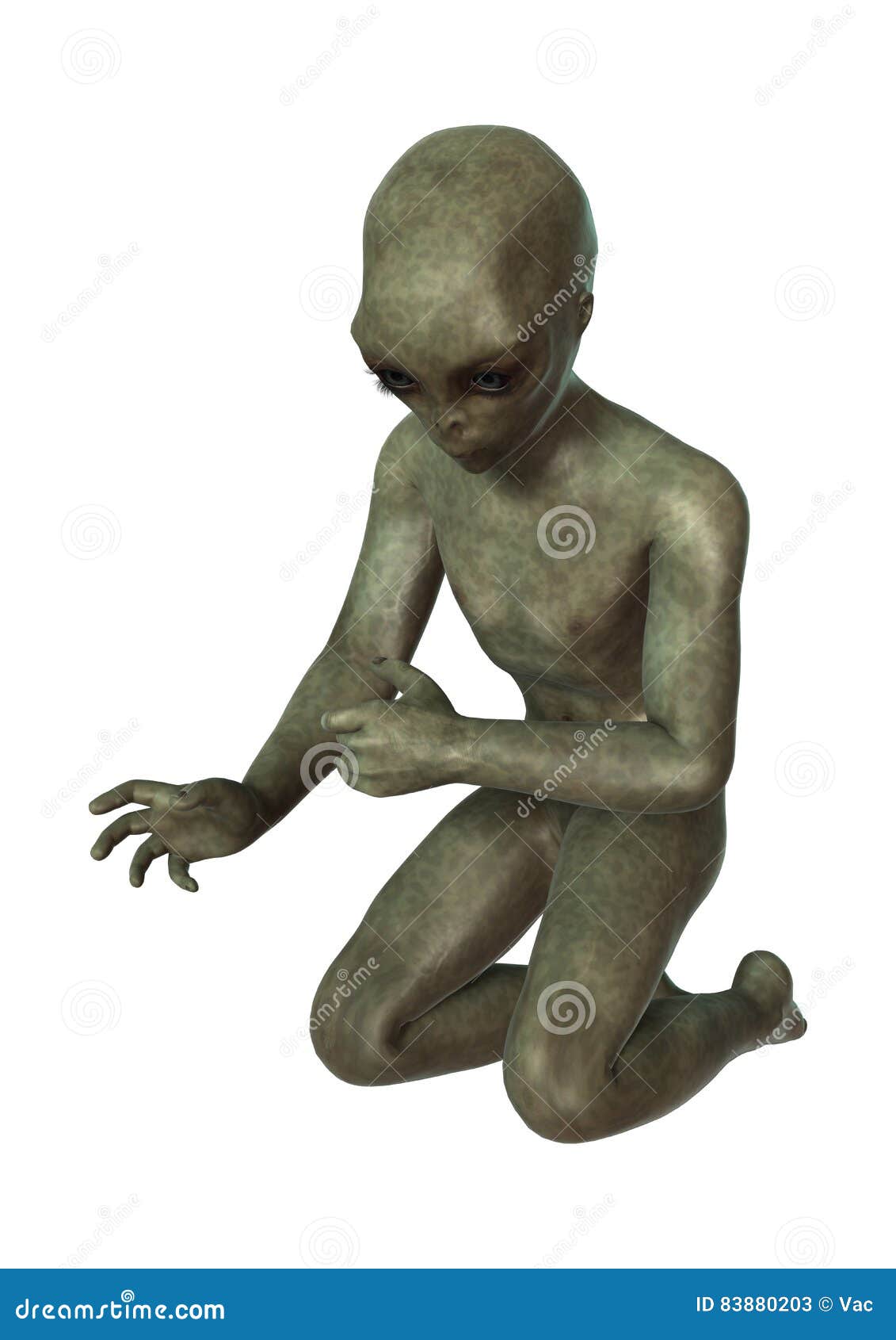 3D Rendering Green Alien on White Stock Illustration - Illustration of ...