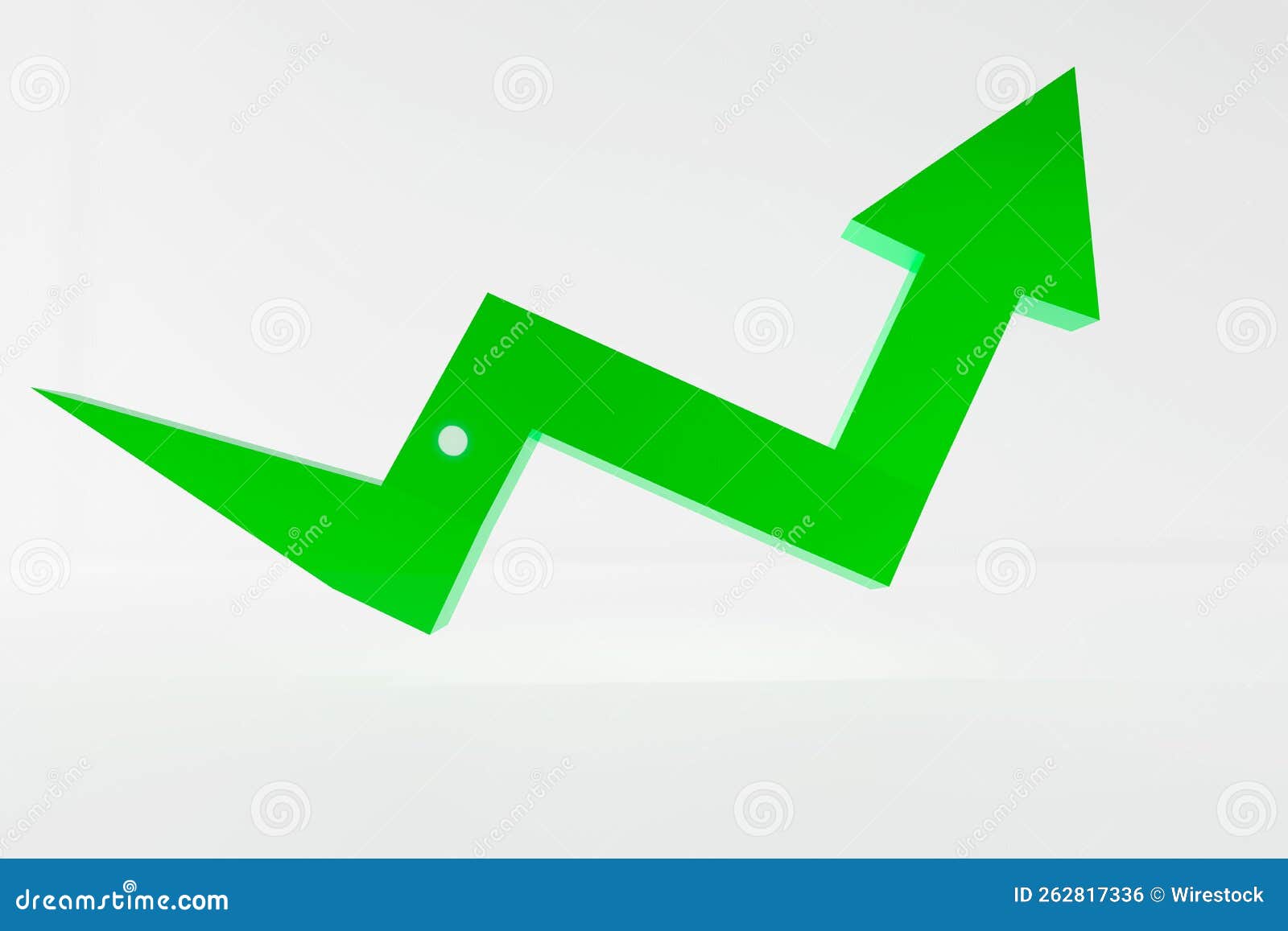 3D Rendering of a Green Arrow Pointing Up on a White Background - the ...
