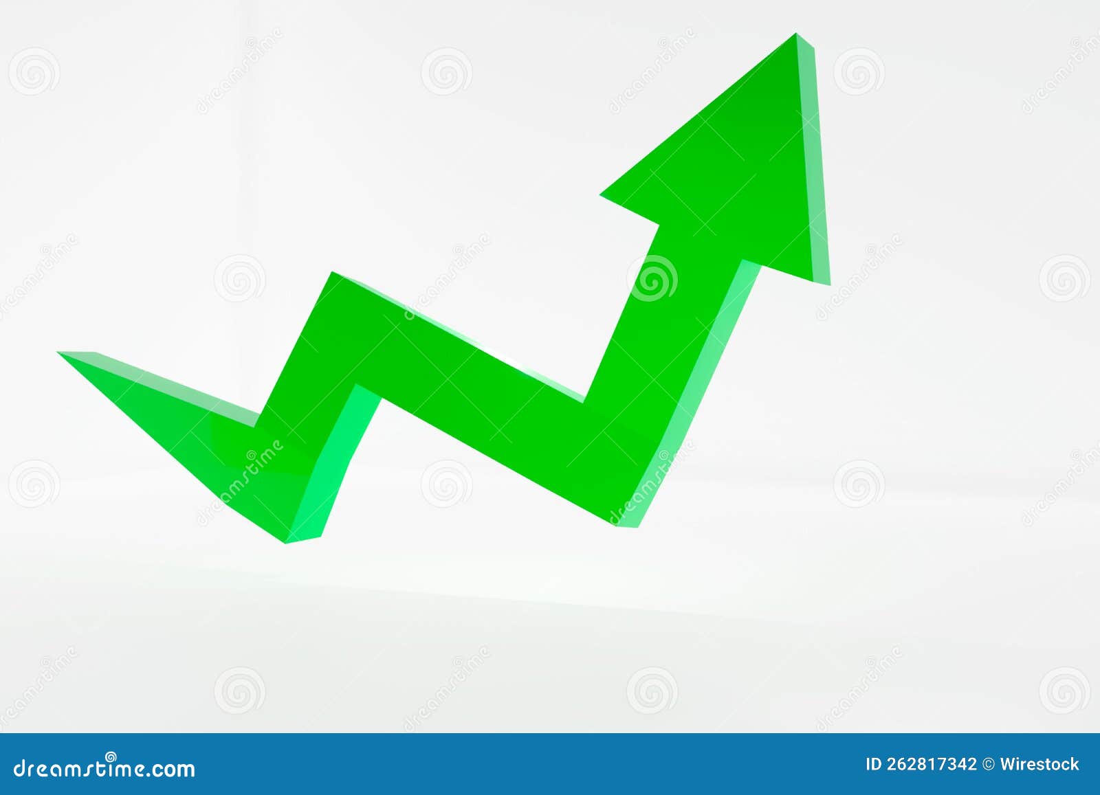 3D Rendering of a Green Arrow Pointing Up on a White Background - the ...