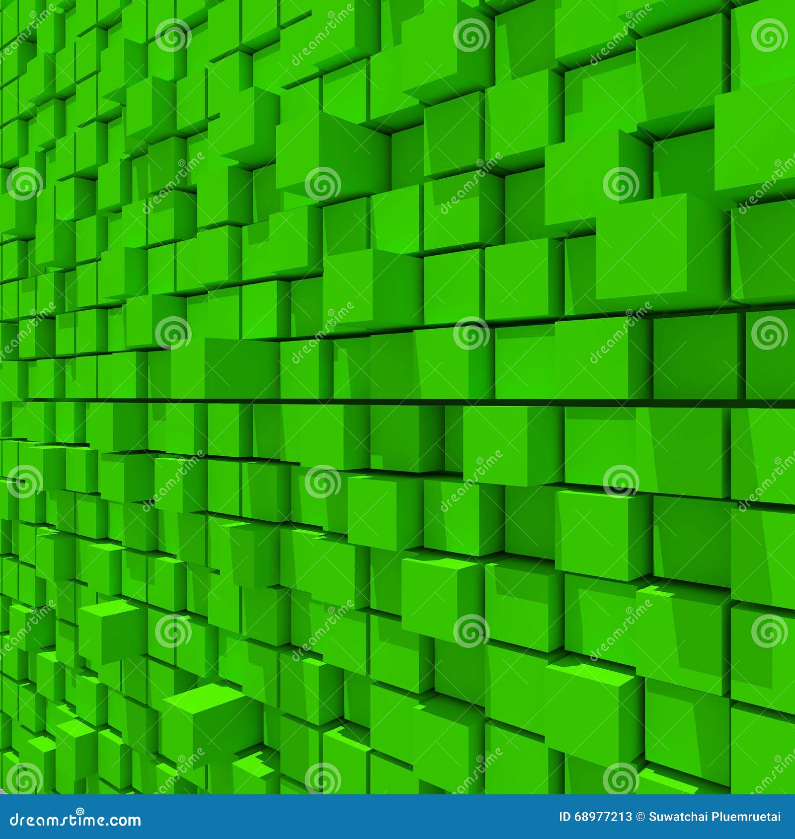 3d Rendering of Green Cubic Random Level Background. Stock Illustration ...