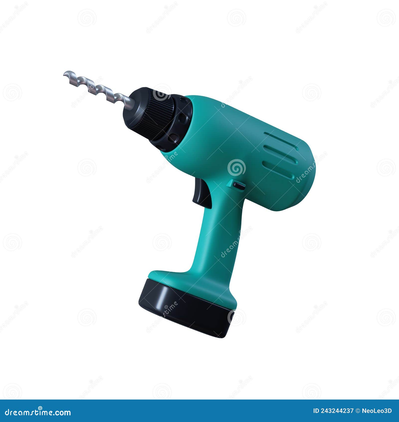 3d Rendering, Green Electrical Drill Tool Isolated on White Background ...