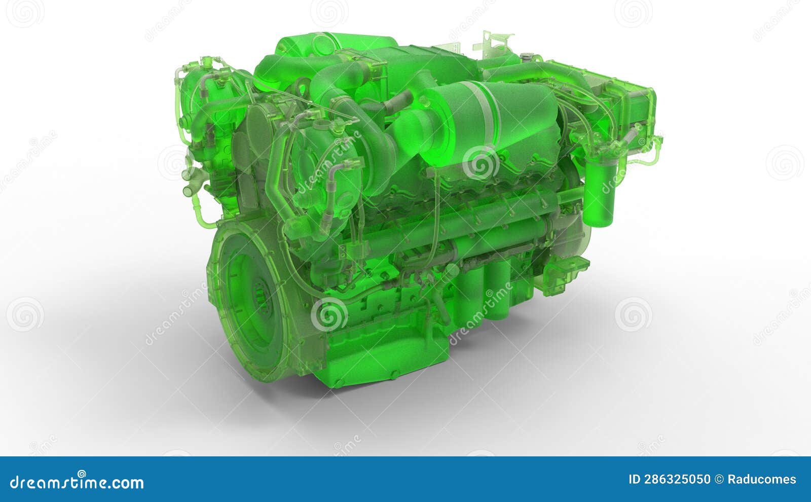 3D Rendering - Green Glass Car Engine Stock Illustration - Illustration ...