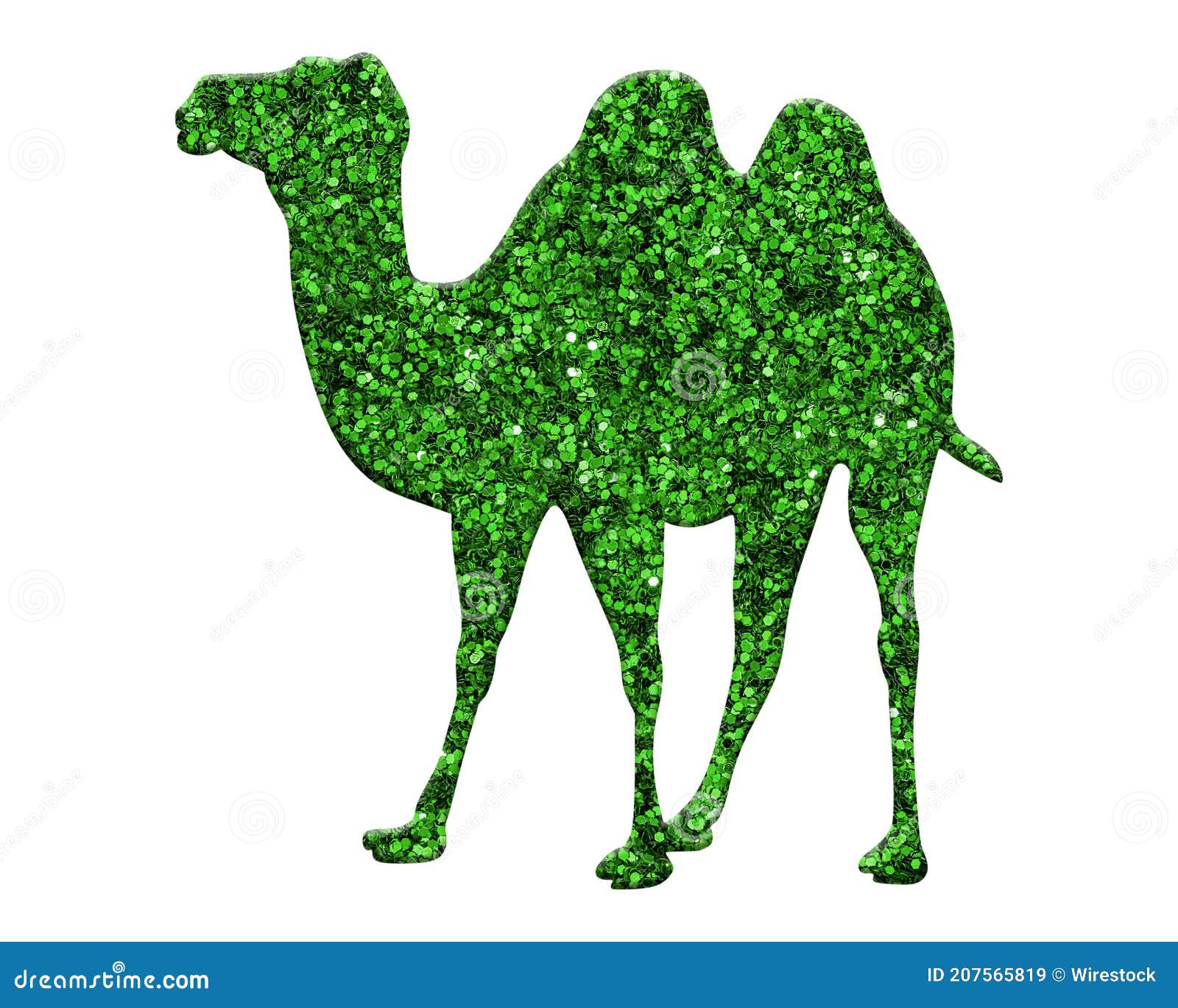 3D Rendering of a Green Glitter Camel Isolated on White Background ...