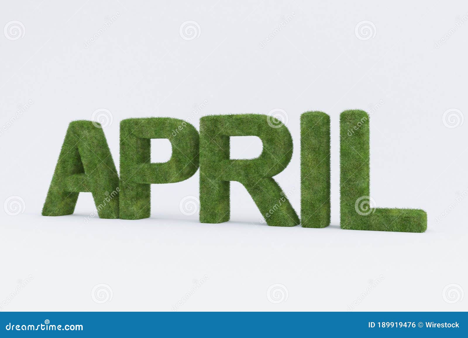 3d Rendering of Green Grass APRIL Word Isolated on White Background ...