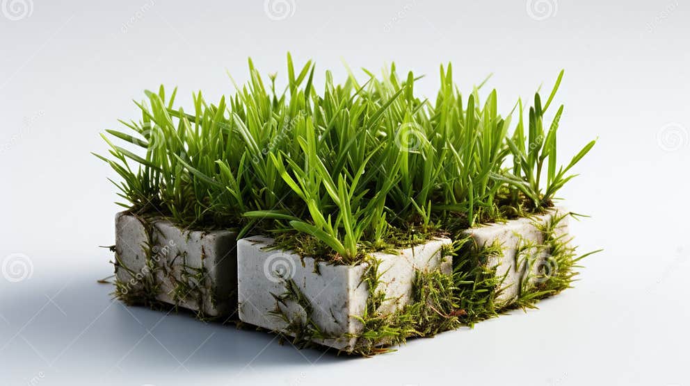 3d Rendering of Green Grass Cube Stock Illustration - Illustration of ...