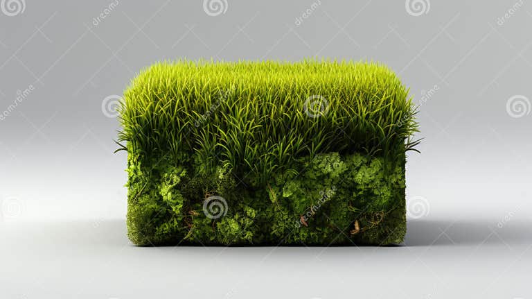 3d Rendering of Green Grass Cube Stock Illustration - Illustration of ...