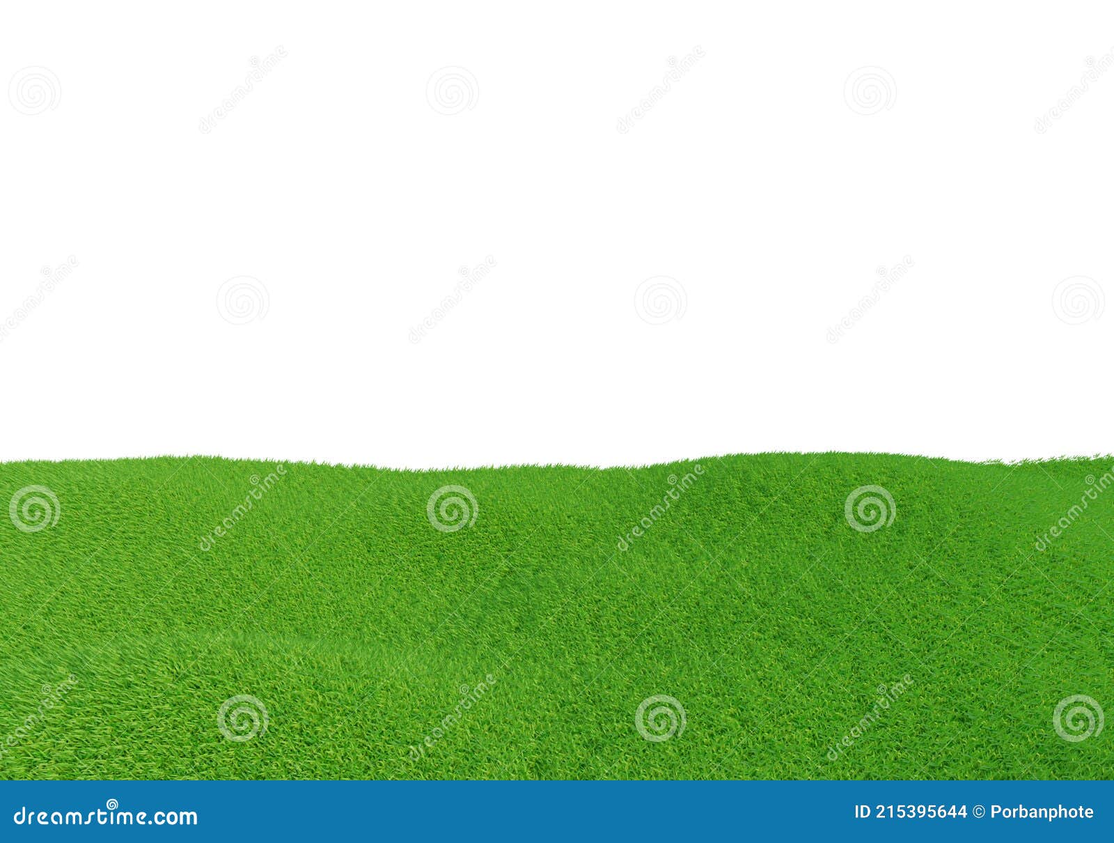 3d Rendering. Green Grass Field Isolated on White Stock Illustration ...