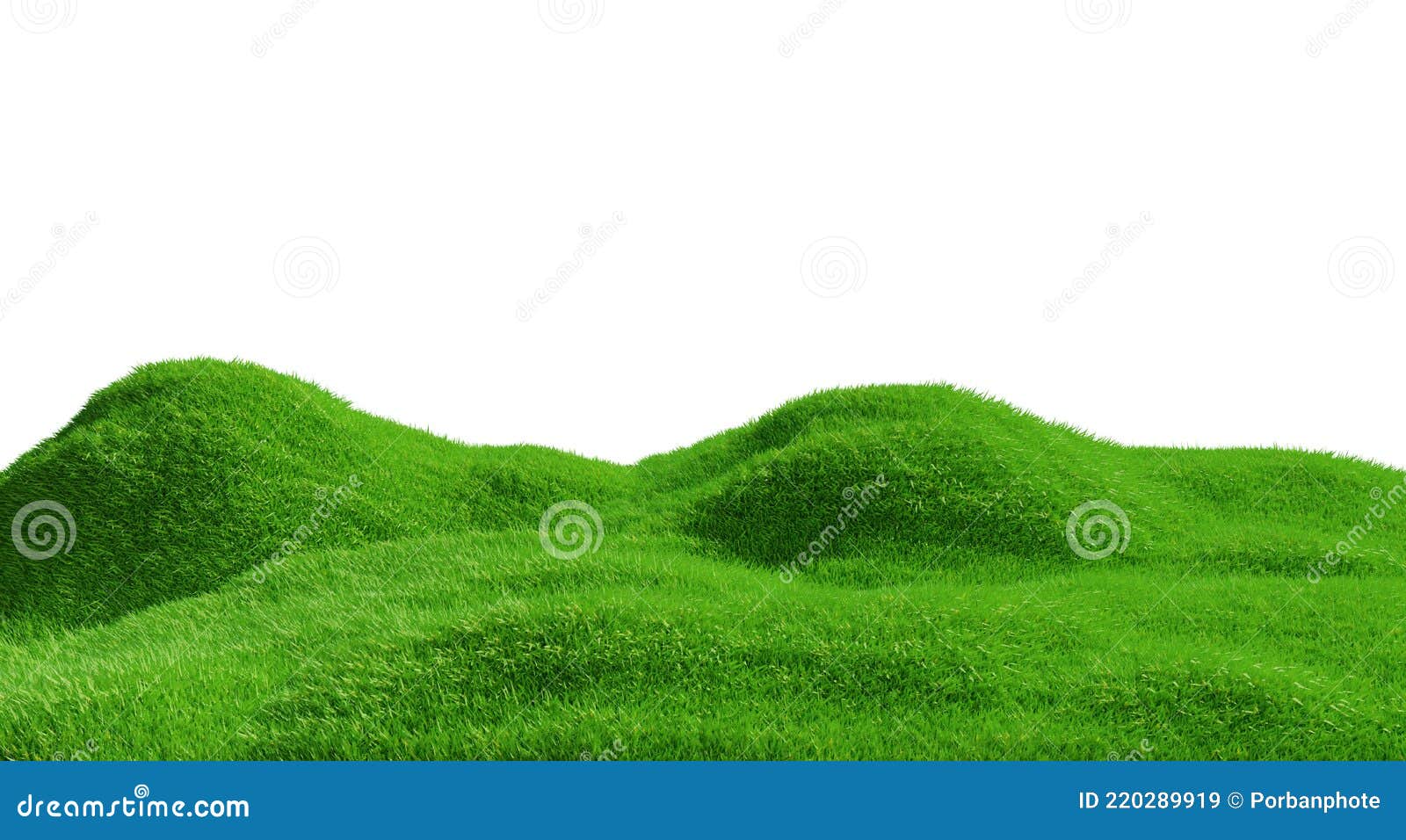 3d Rendering. Green Grass Hill Isolated on White Background Stock ...
