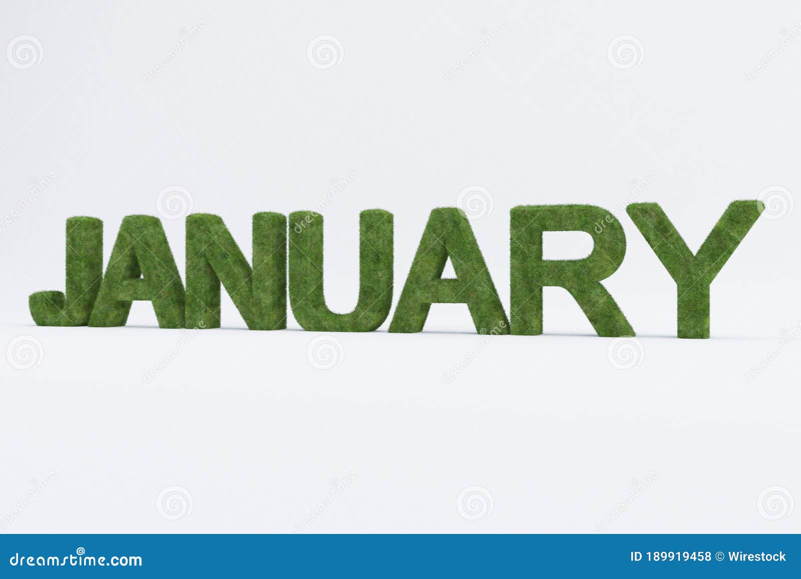 3d Rendering of Green Grass JANUARY Word Isolated on White Background ...