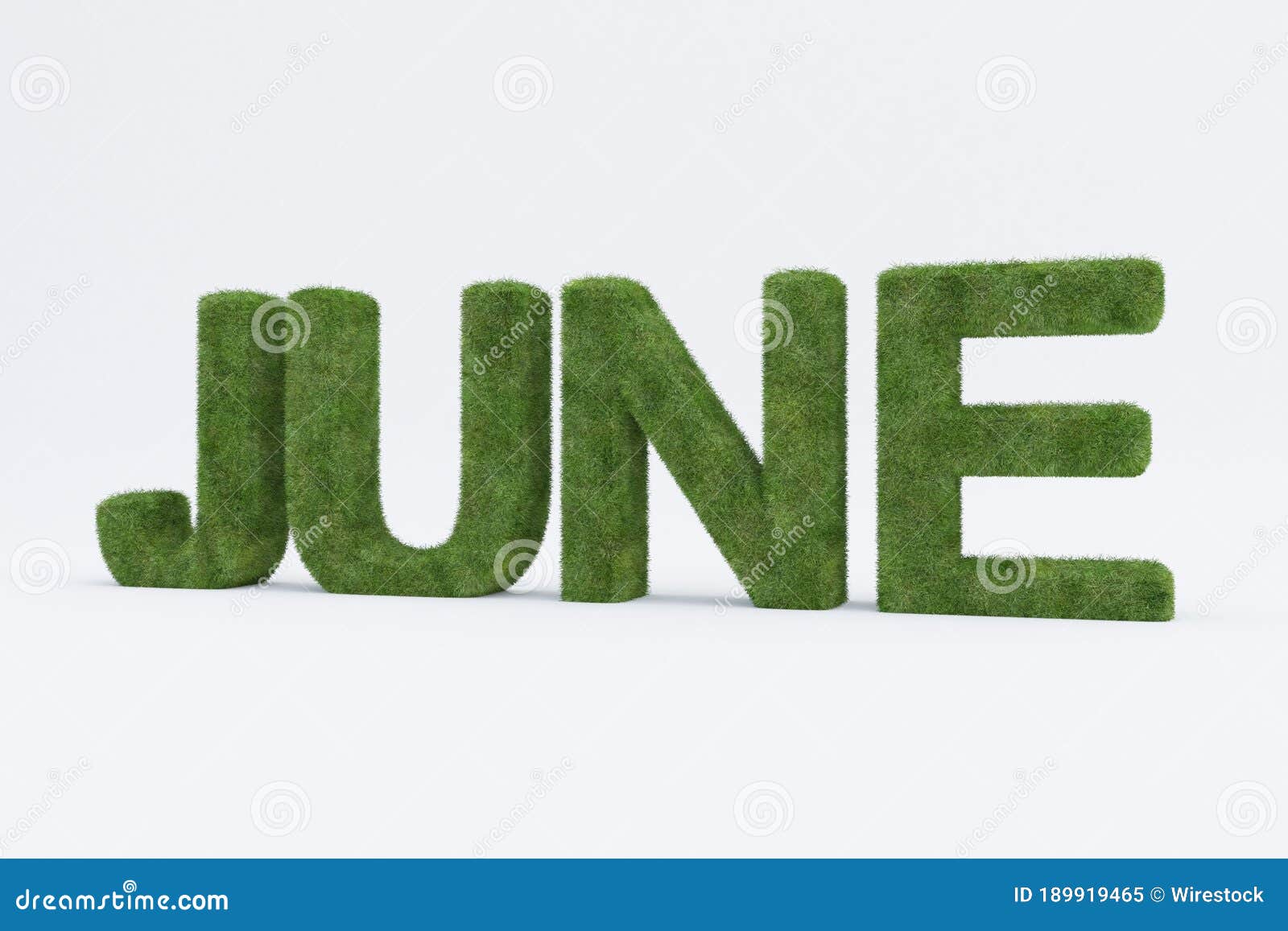 3d Rendering of Green Grass JUNE Word Isolated on White Background ...