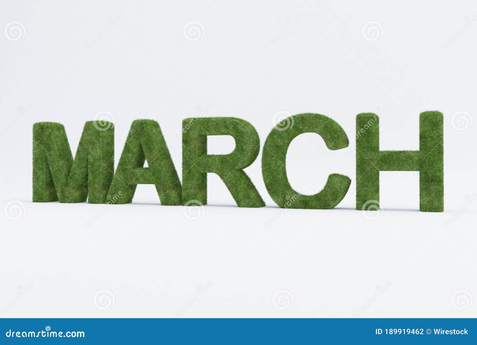 3d Rendering of Green Grass MARCH Word Isolated on White Background ...