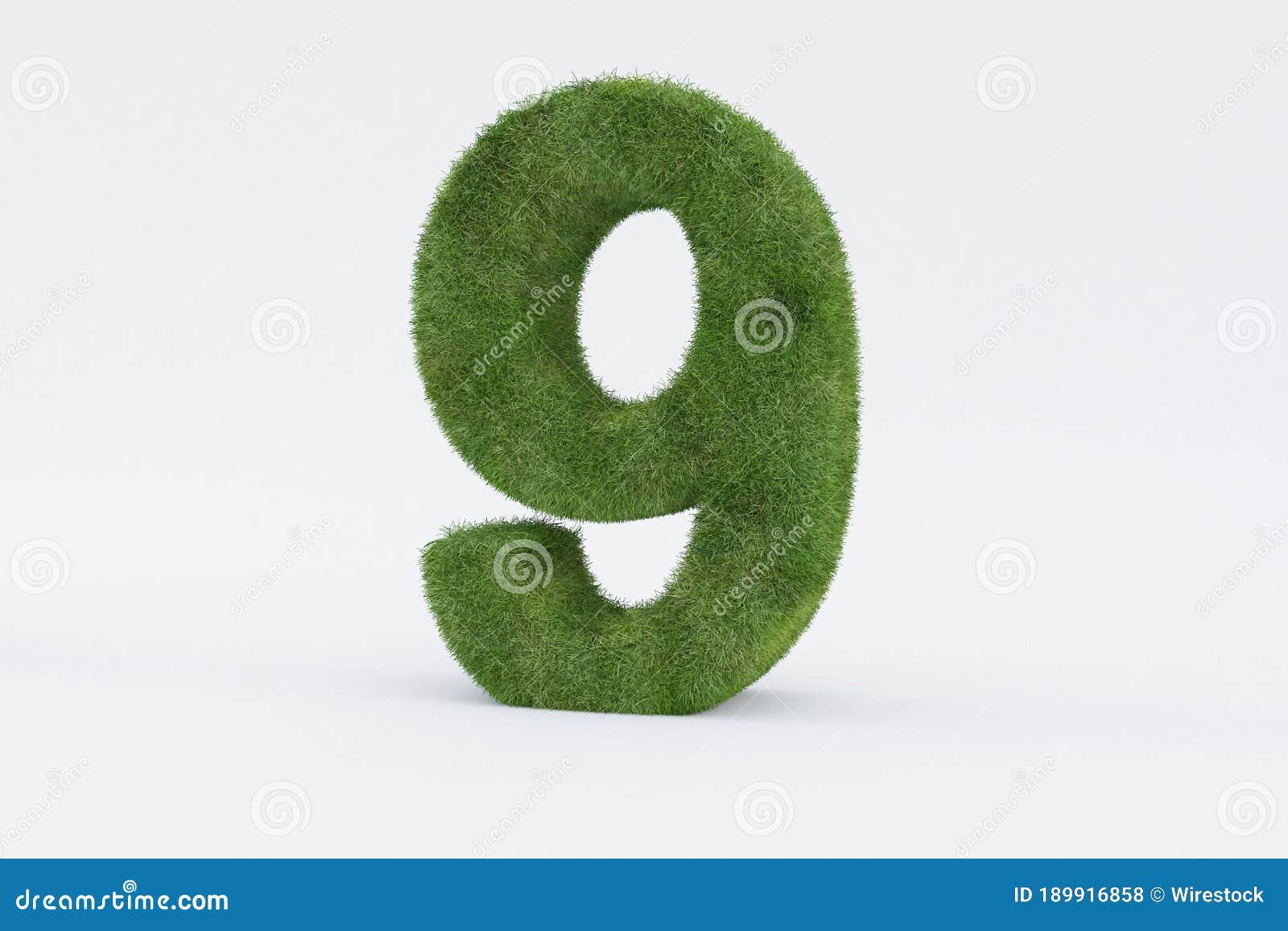 3d Rendering of Green Grass Number 9 Isolated on White Background ...