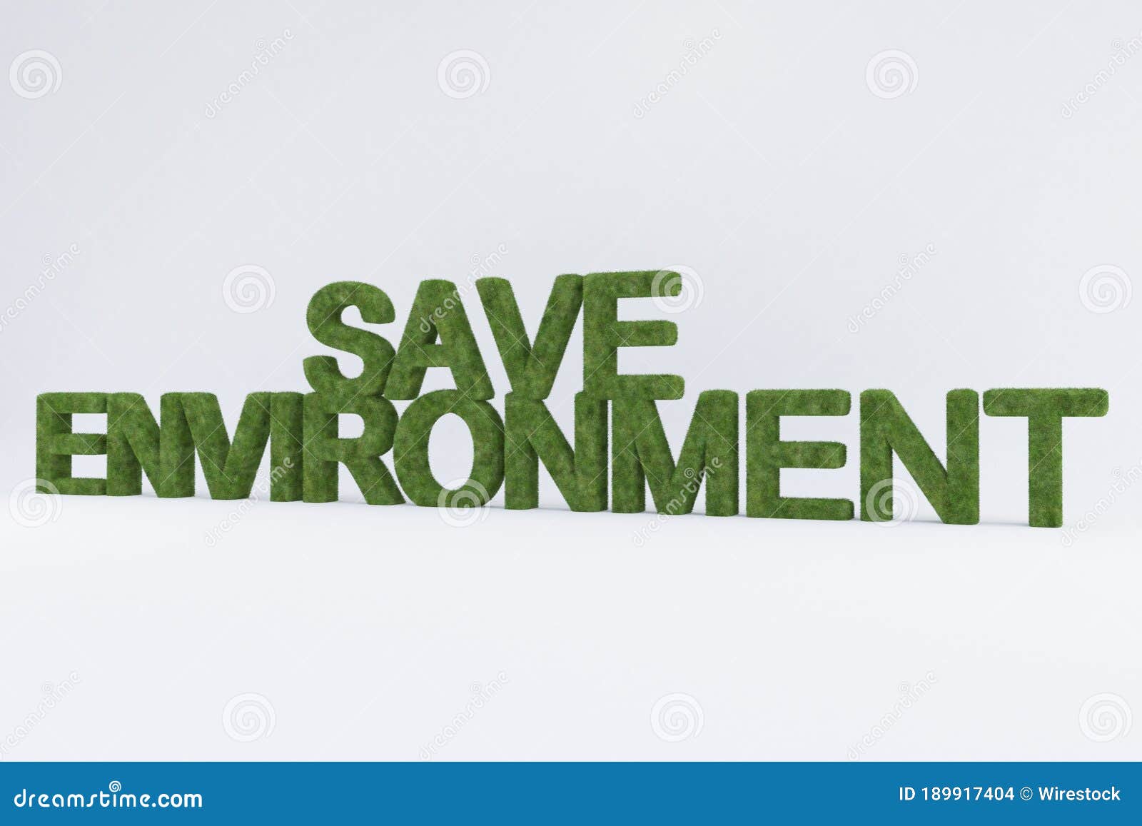 3d Rendering of Green Grass SAVE ENVIRONMENT Text on White Background ...