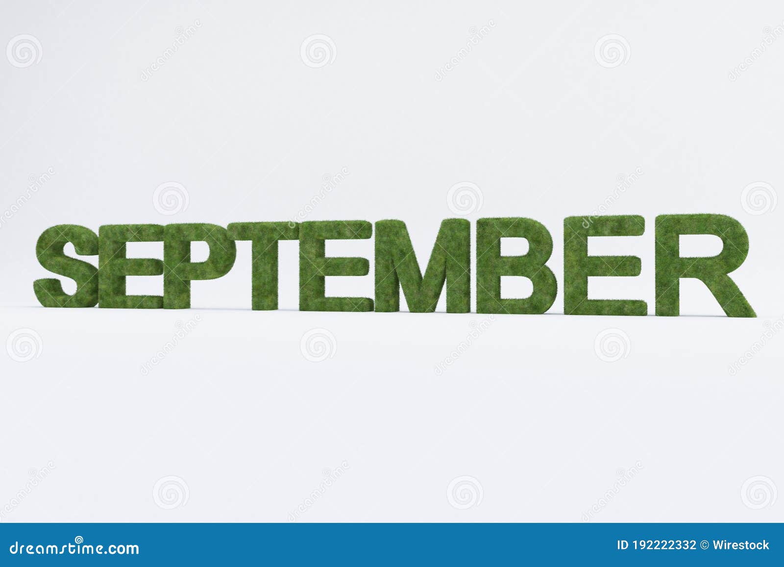 3d Rendering of Green Grass SEPTEMBER Word Isolated on White Background ...