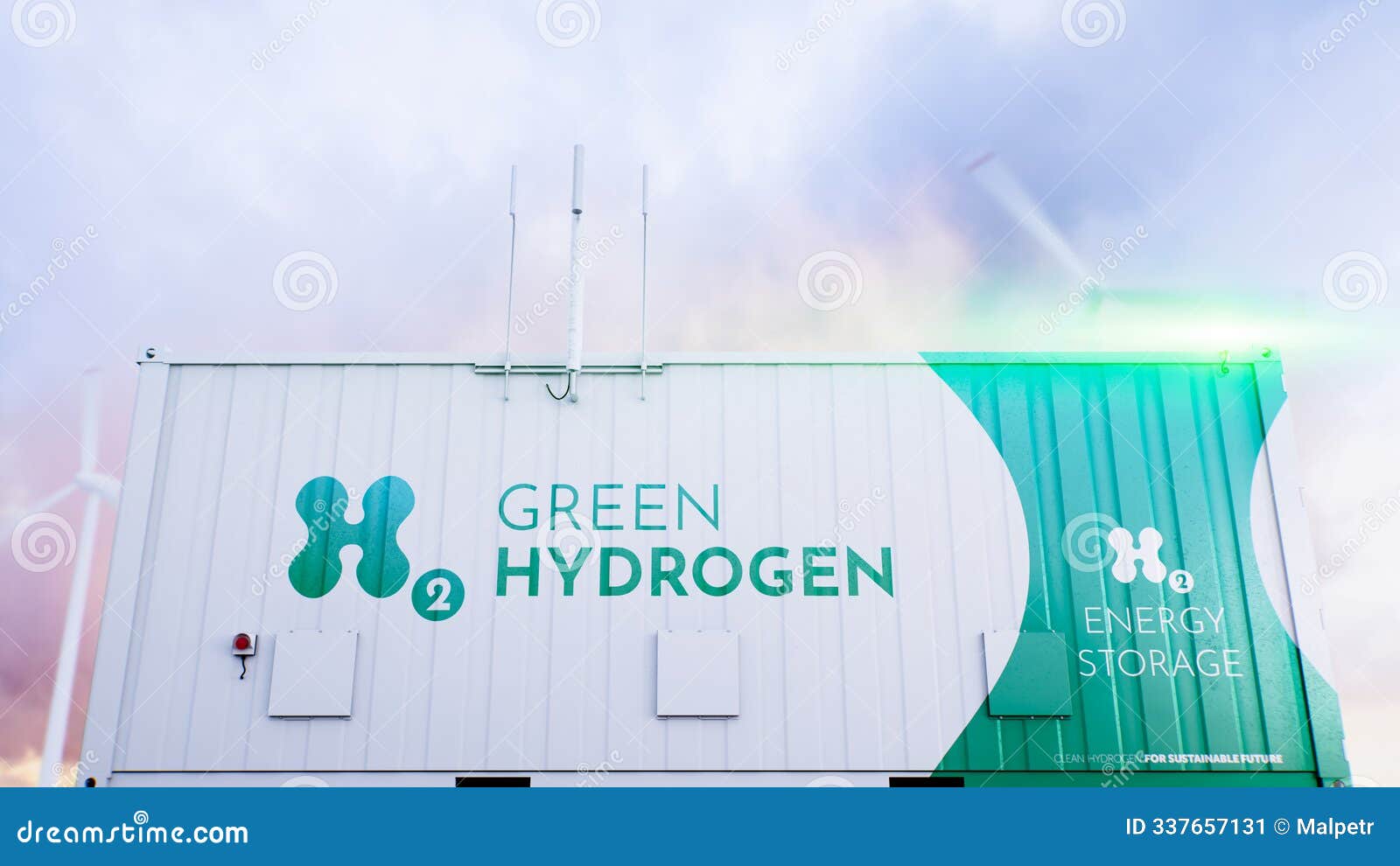 3D Rendering of a Green Hydrogen Storage Container for Energy Produced ...