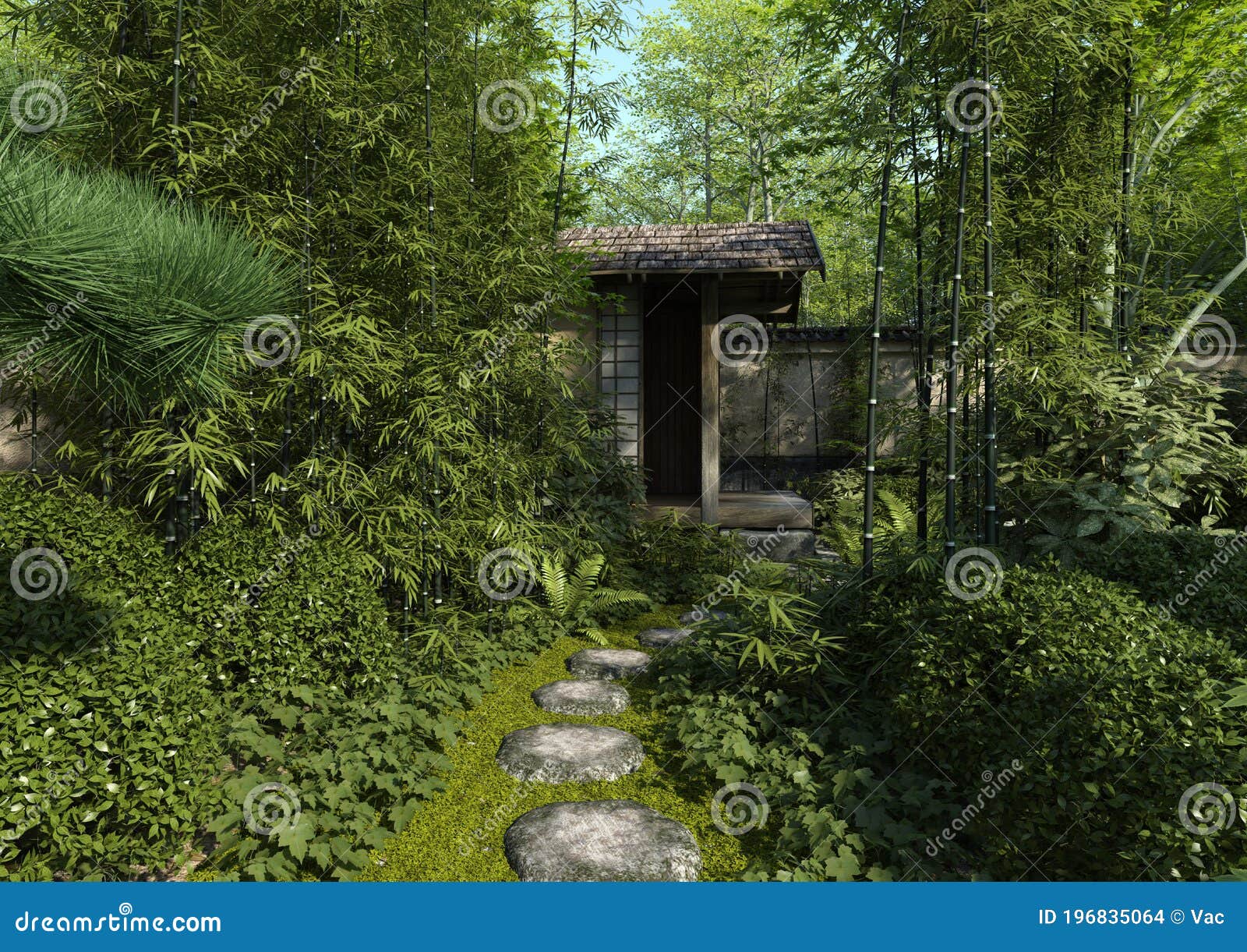 3D Rendering Japanese Garden Stock Illustration - Illustration of ...