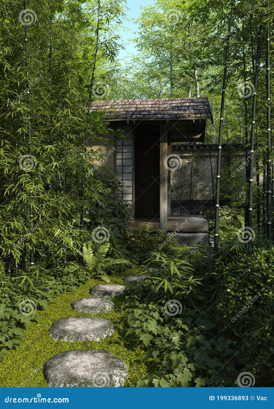 3D Rendering Japanese Garden Stock Illustration - Illustration of ...