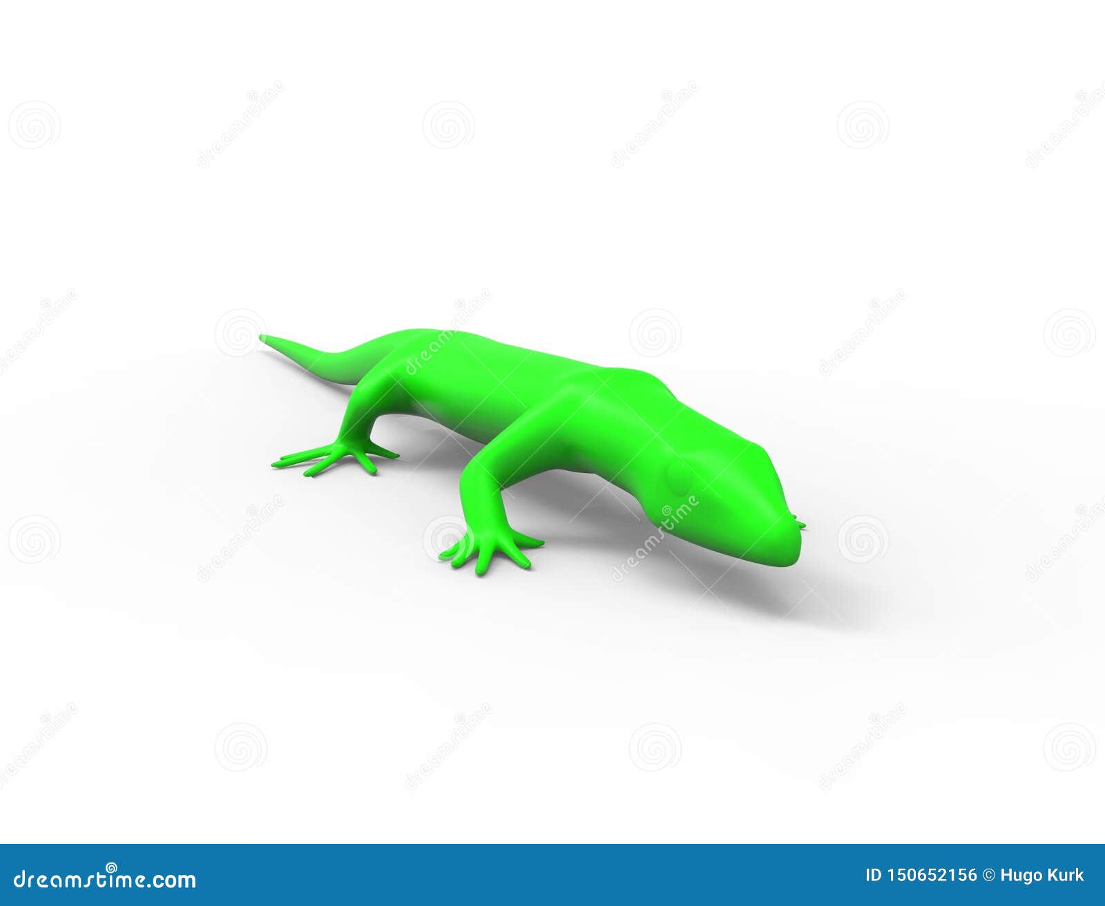 3d Rendering Of A Green Lizard Isolated In White Studio Background ...