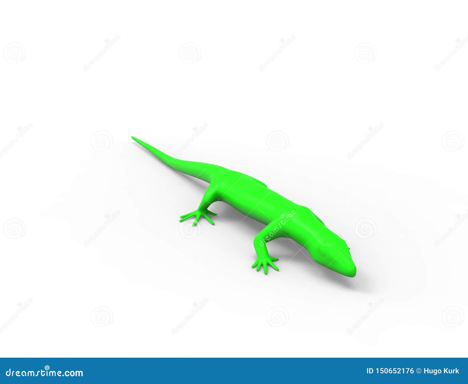 3d Rendering of a Green Lizard Isolated in White Studio Background ...