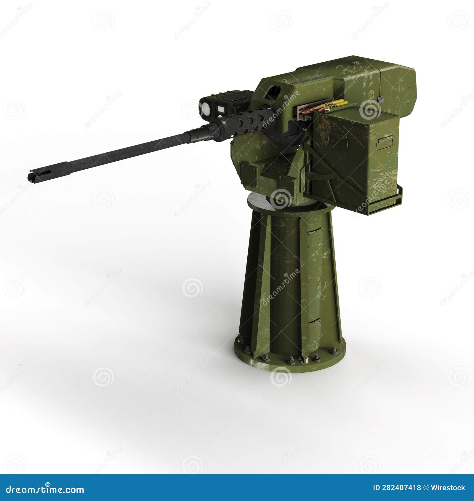 3d Rendering of a Green Machine Gun on White Background Stock ...