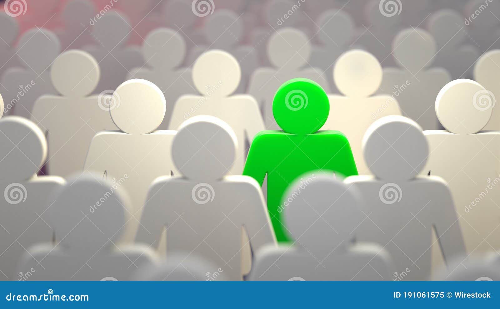 3D Rendering of a Green Person in a Crowd of White Characters - Concept ...