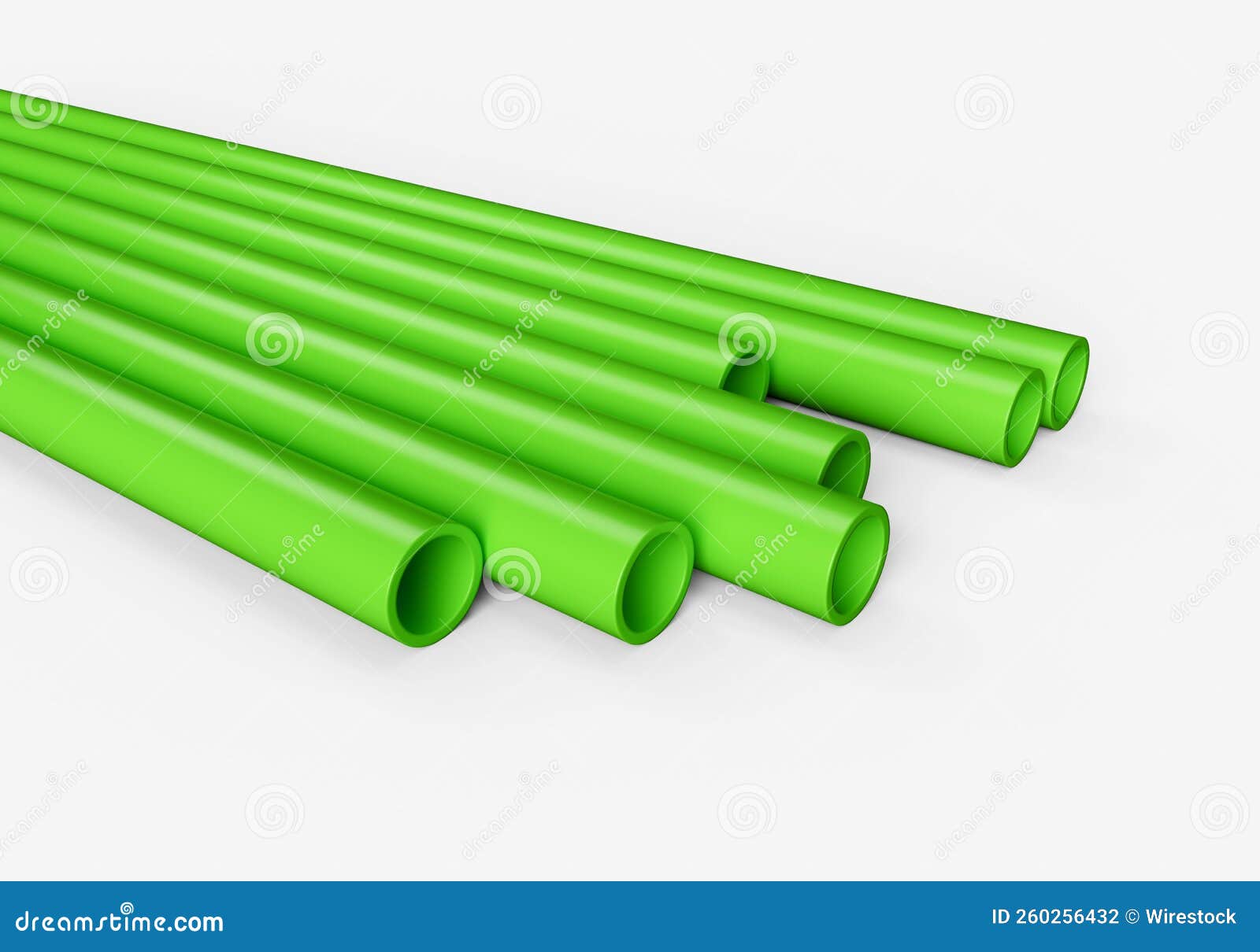 3d Rendering of Green Plastic Water Pipes Isolated on White Background ...